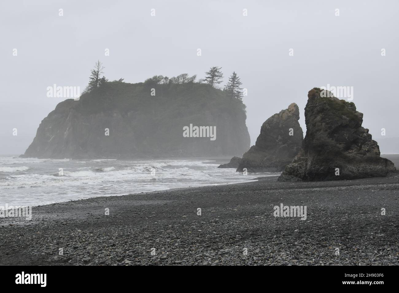 Ruby Beach on the Pacific Ocean in the Olympic National Park on a Foggy ...