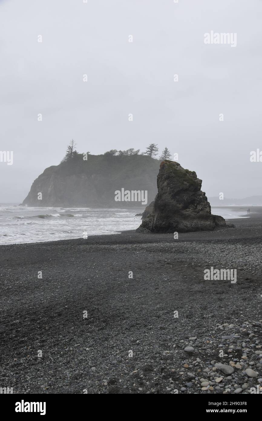 Ruby Beach on the Pacific Ocean in the Olympic National Park on a Foggy ...