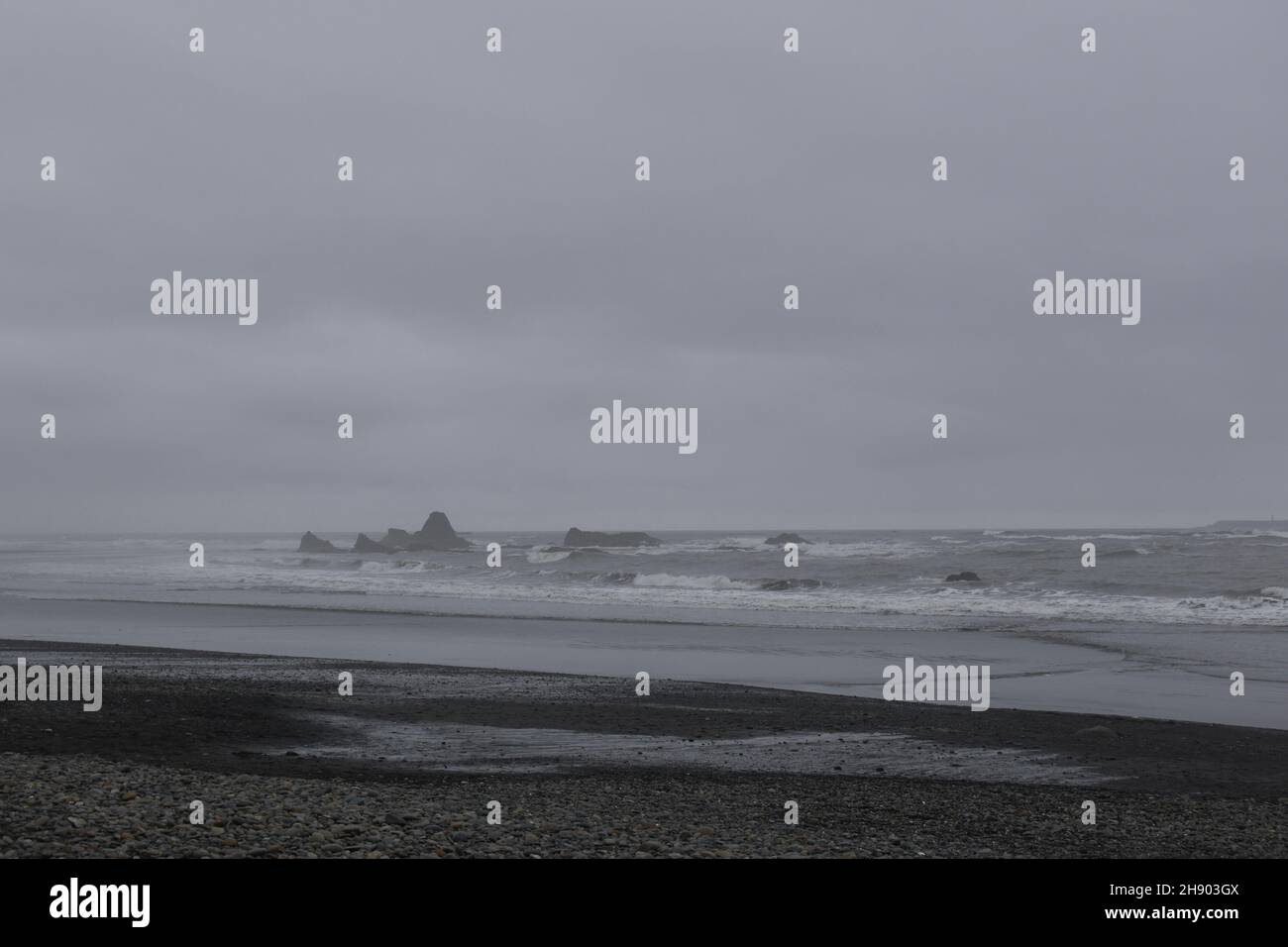 Ruby Beach on the Pacific Ocean in the Olympic National Park on a Foggy ...