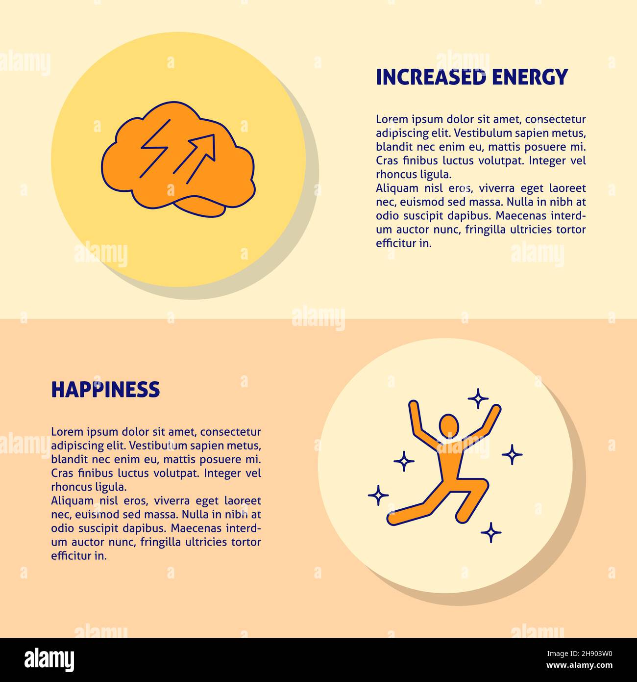 Increased energy and happiness flyer templates with place for text ...