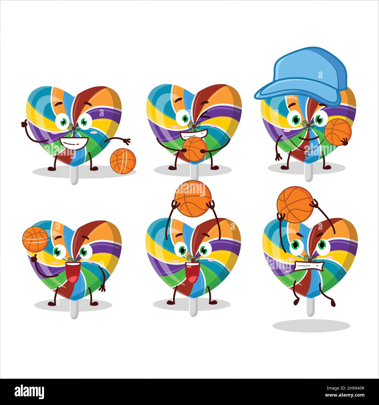 Talented rainbow love twirl candy cartoon character as a basketball ...