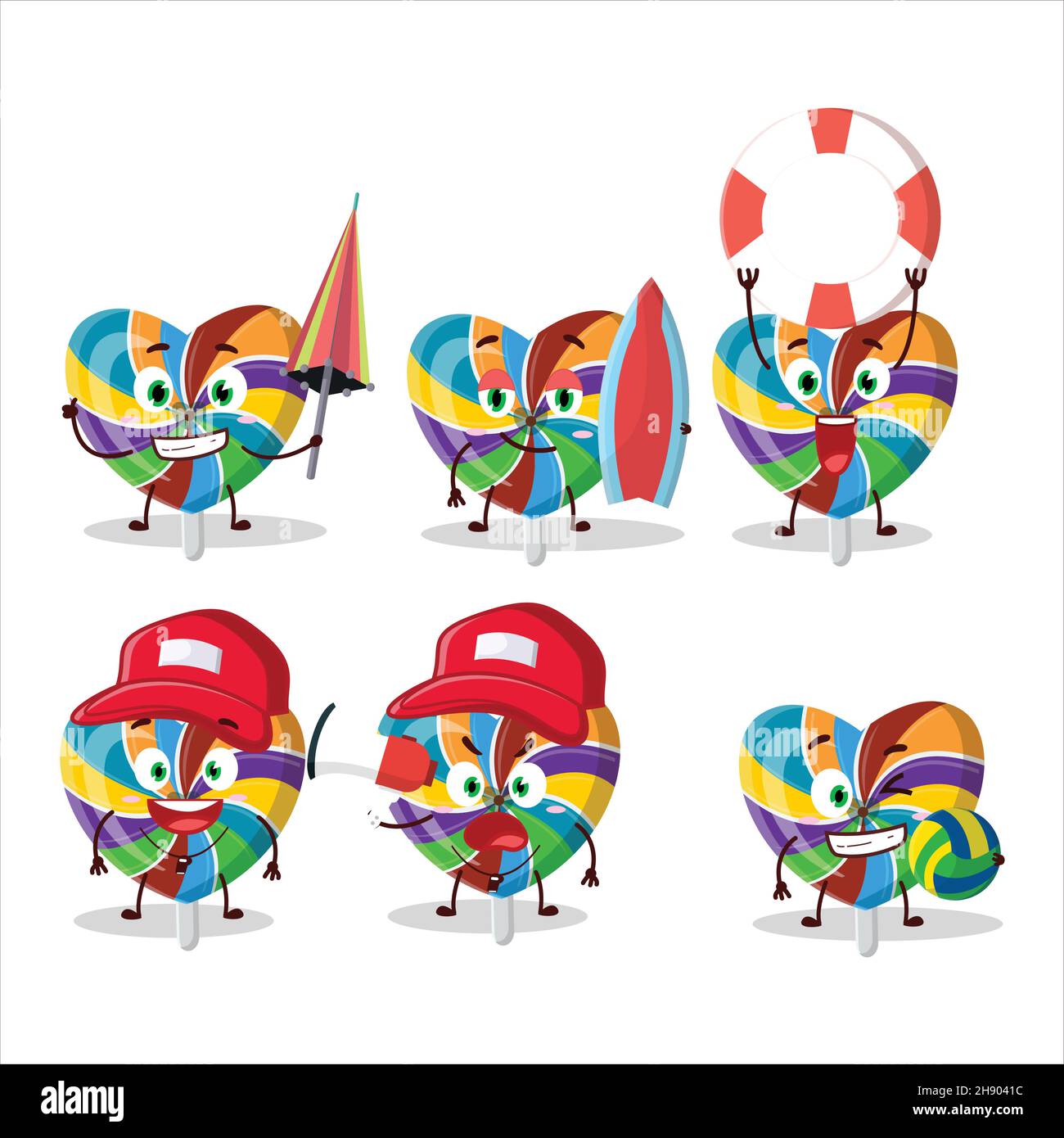 Happy Face rainbow love twirl candy cartoon character playing on a ...