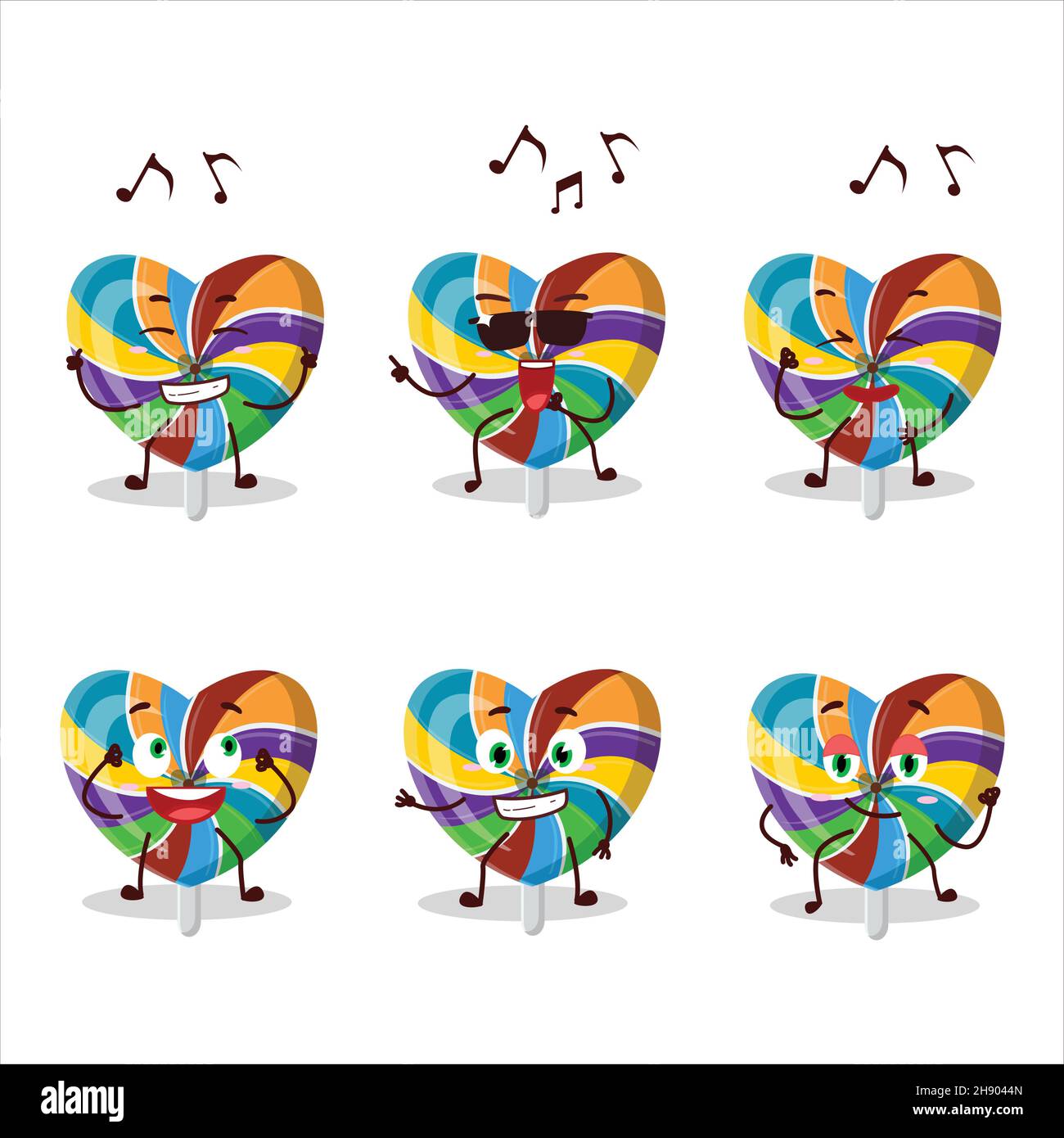 An image of rainbow love twirl candy dancer cartoon character enjoying ...