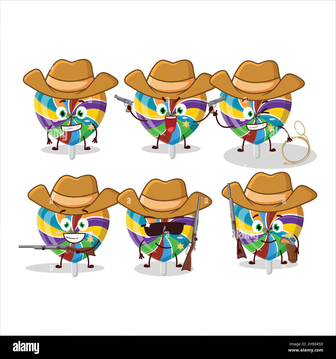 Cool cowboy rainbow love twirl candy cartoon character with a cute hat ...