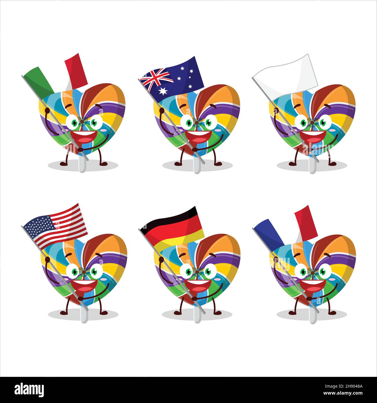 Rainbow love twirl candy cartoon character bring the flags of various ...