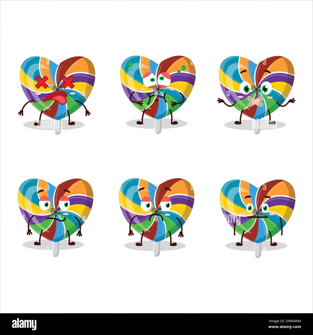 Rainbow love twirl candy cartoon character with nope expression. Vector ...