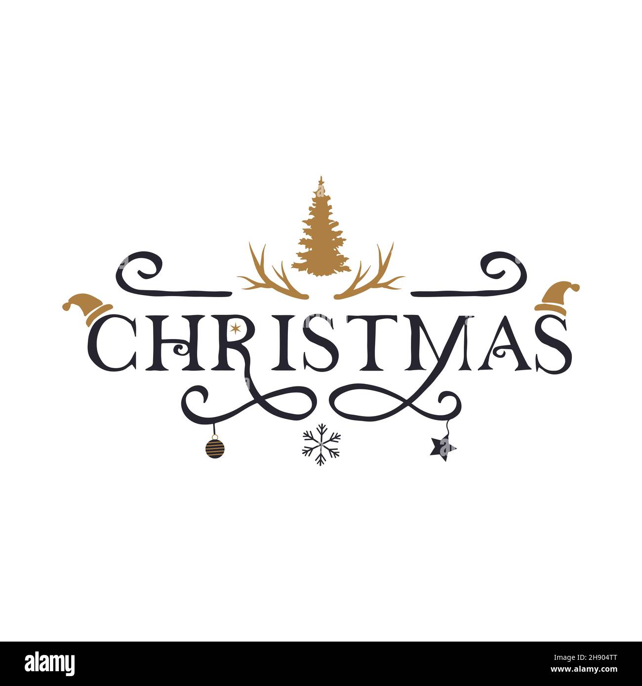 hand lettering christmas craft design vector. isolated design Stock ...