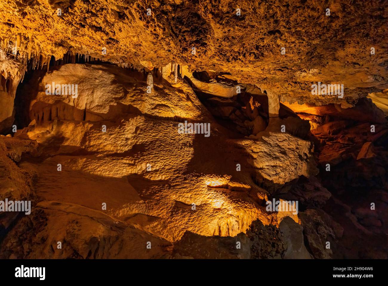 Interior view of the cave of Inner Space Cavern at Georgetown, Texas ...