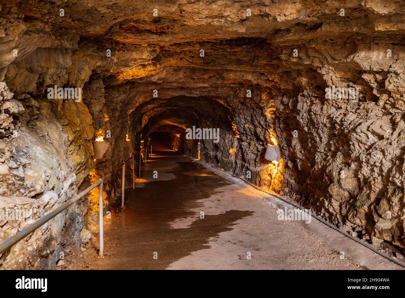 Interior view of the cave of Inner Space Cavern at Georgetown, Texas ...
