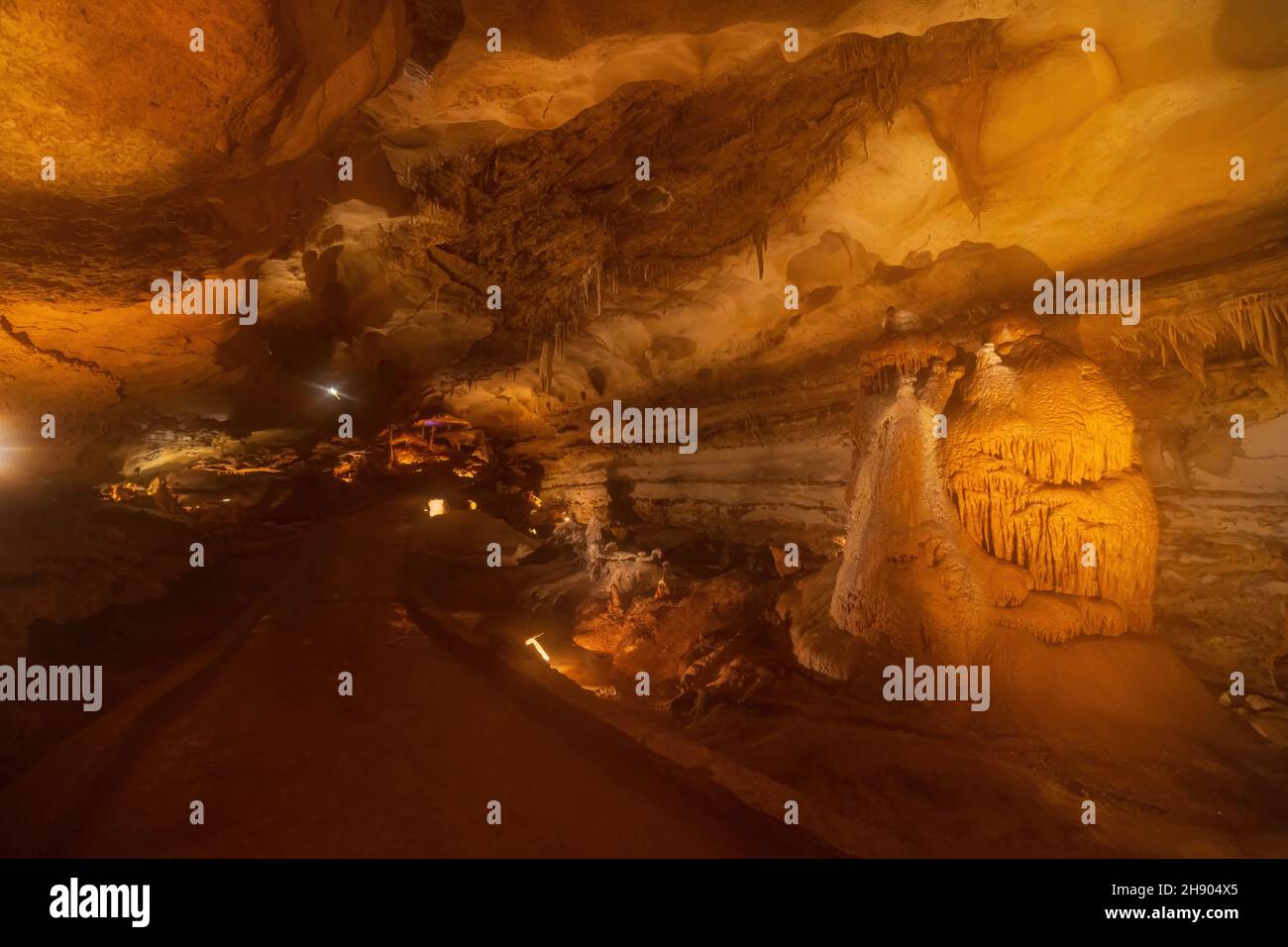 Interior view of the cave of Inner Space Cavern at Georgetown, Texas ...