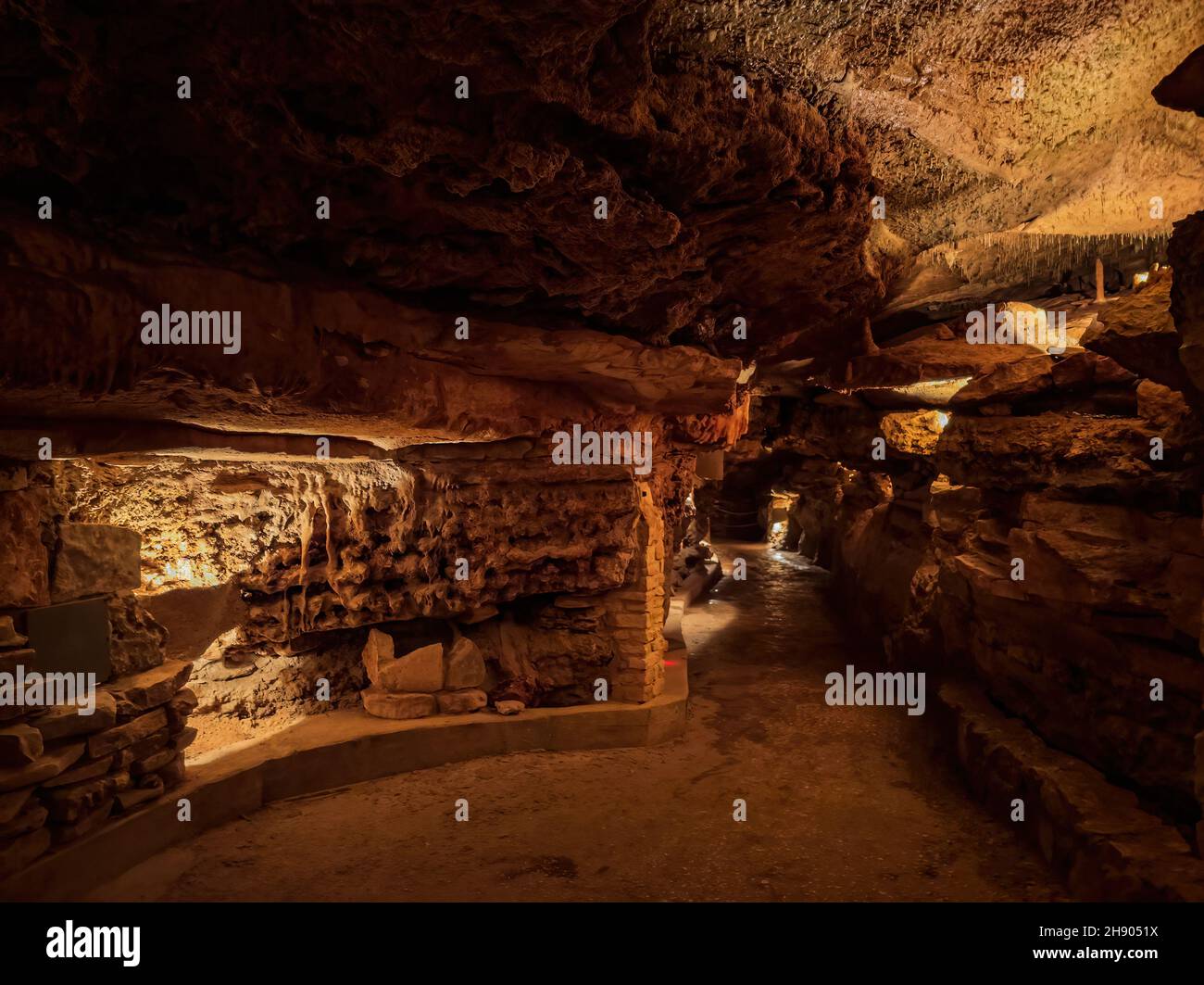 Interior view of the cave of Inner Space Cavern at Georgetown, Texas ...