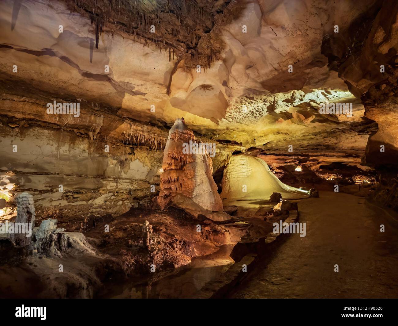 Interior view of the cave of Inner Space Cavern at Georgetown, Texas ...
