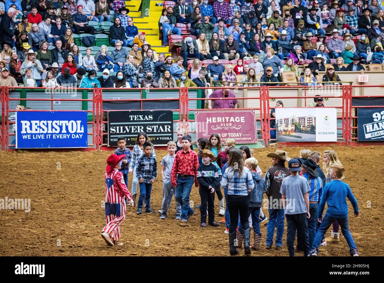 Fort Worth, NOV 27 2021, Child waiting for the event in the Stockyards ...