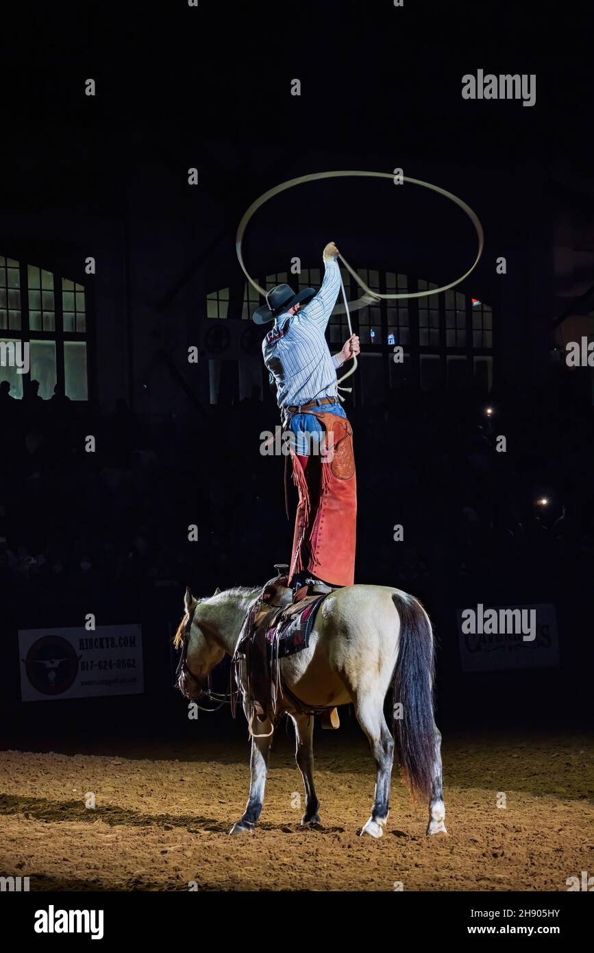 Fort Worth, NOV 27 2021, Cowboy performance in the Stockyards ...