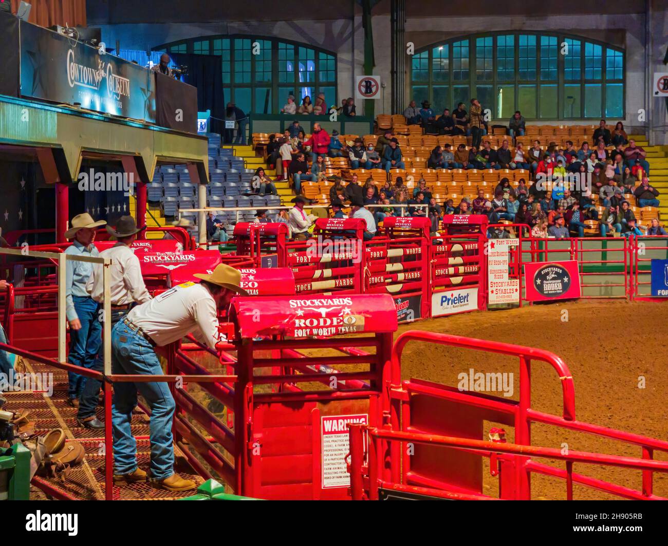Fort Worth, NOV 27 2021, Cowboy waiting in the Stockyards Championship ...