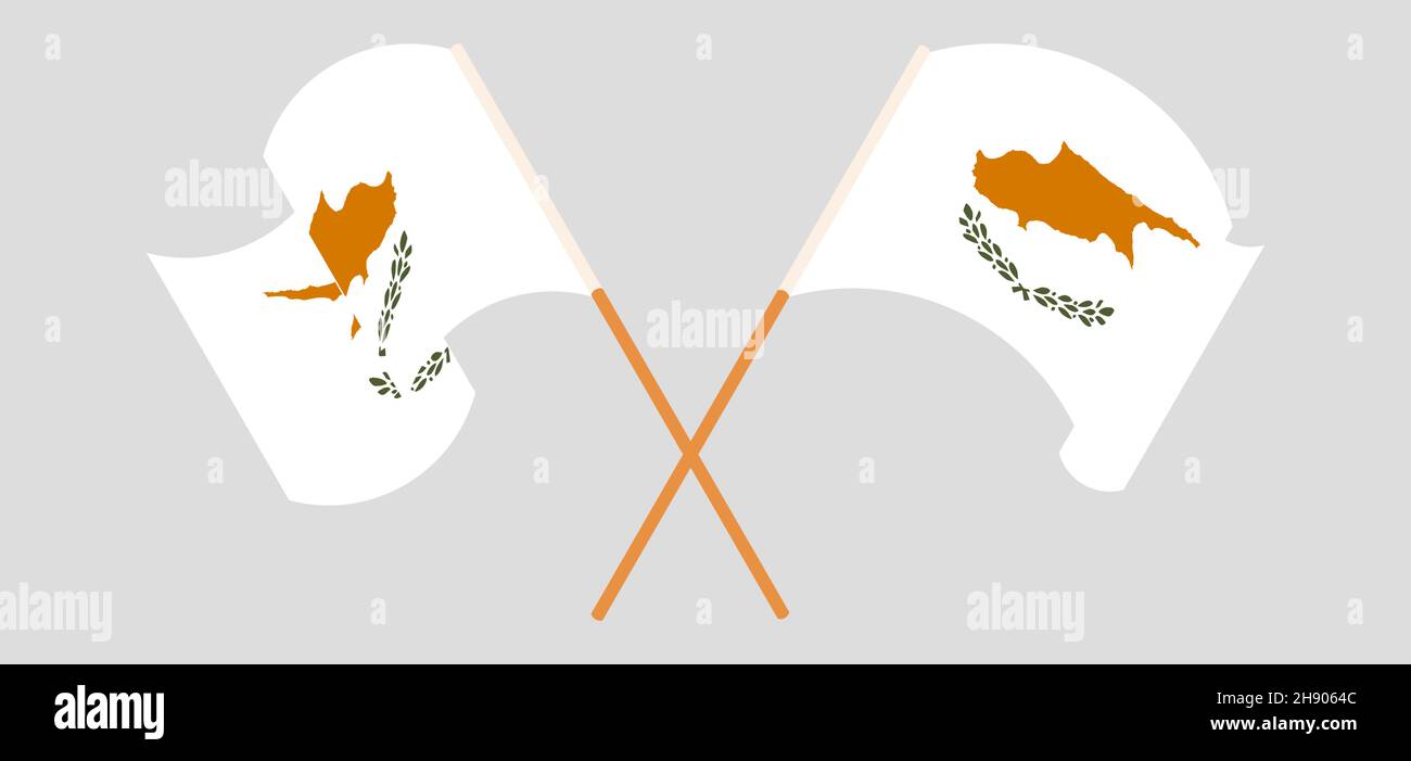 Crossed and waving flags of Cyprus. Vector illustration Stock Vector Image & Art - Alamy