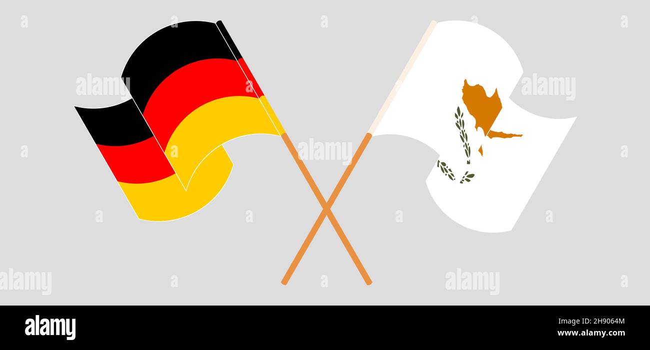 Crossed and waving flags of Cyprus and Germany. Vector illustration ...