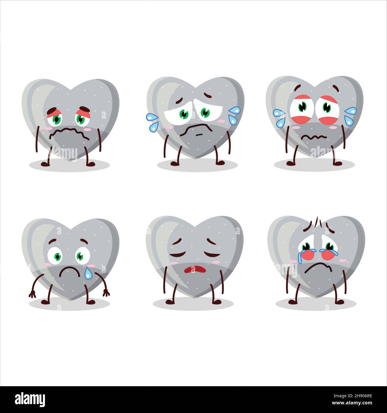 White love gummy candy cartoon character with sad expression. Vector ...