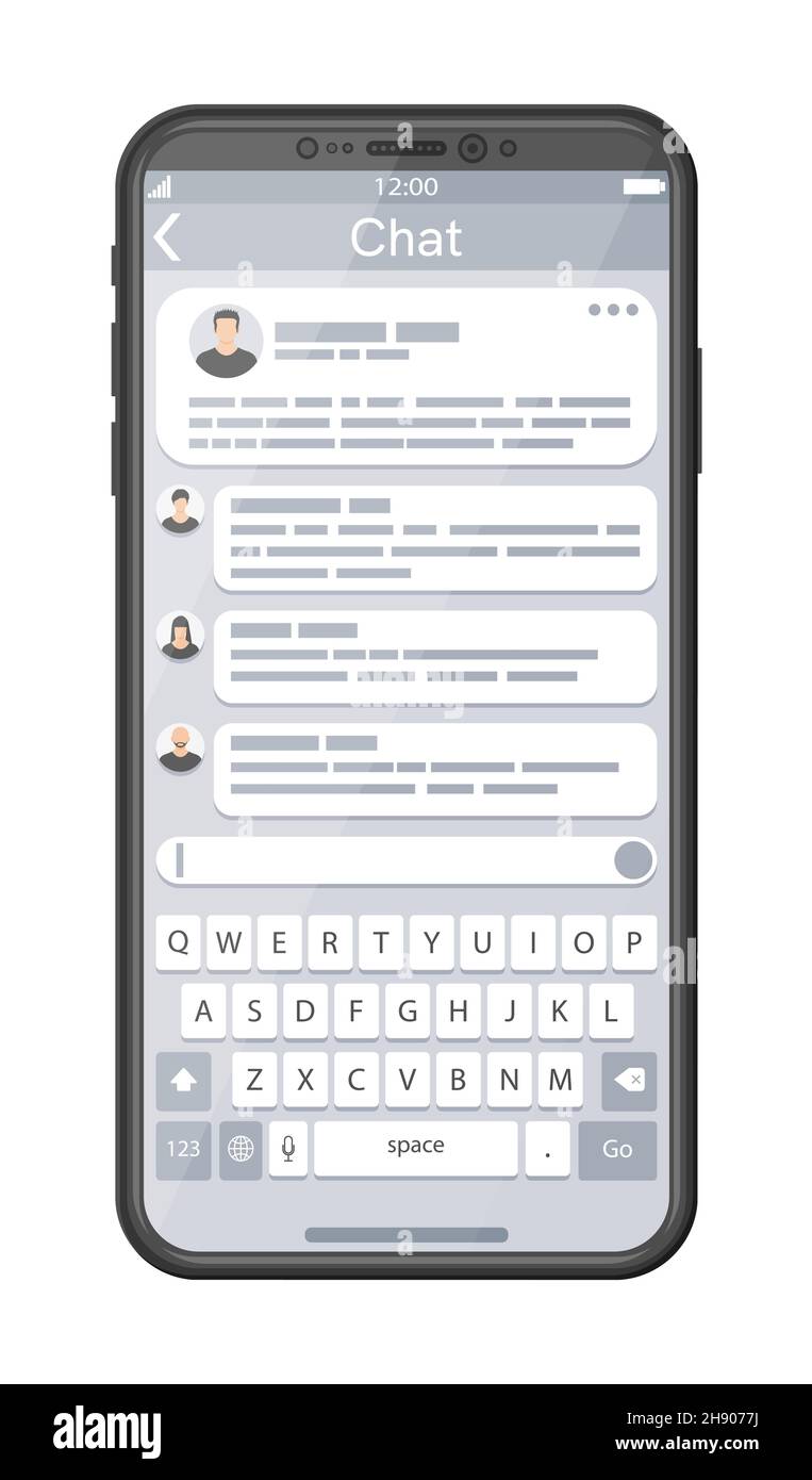 Smartphone with Messaging App Page with Keyboard Stock Vector Image ...