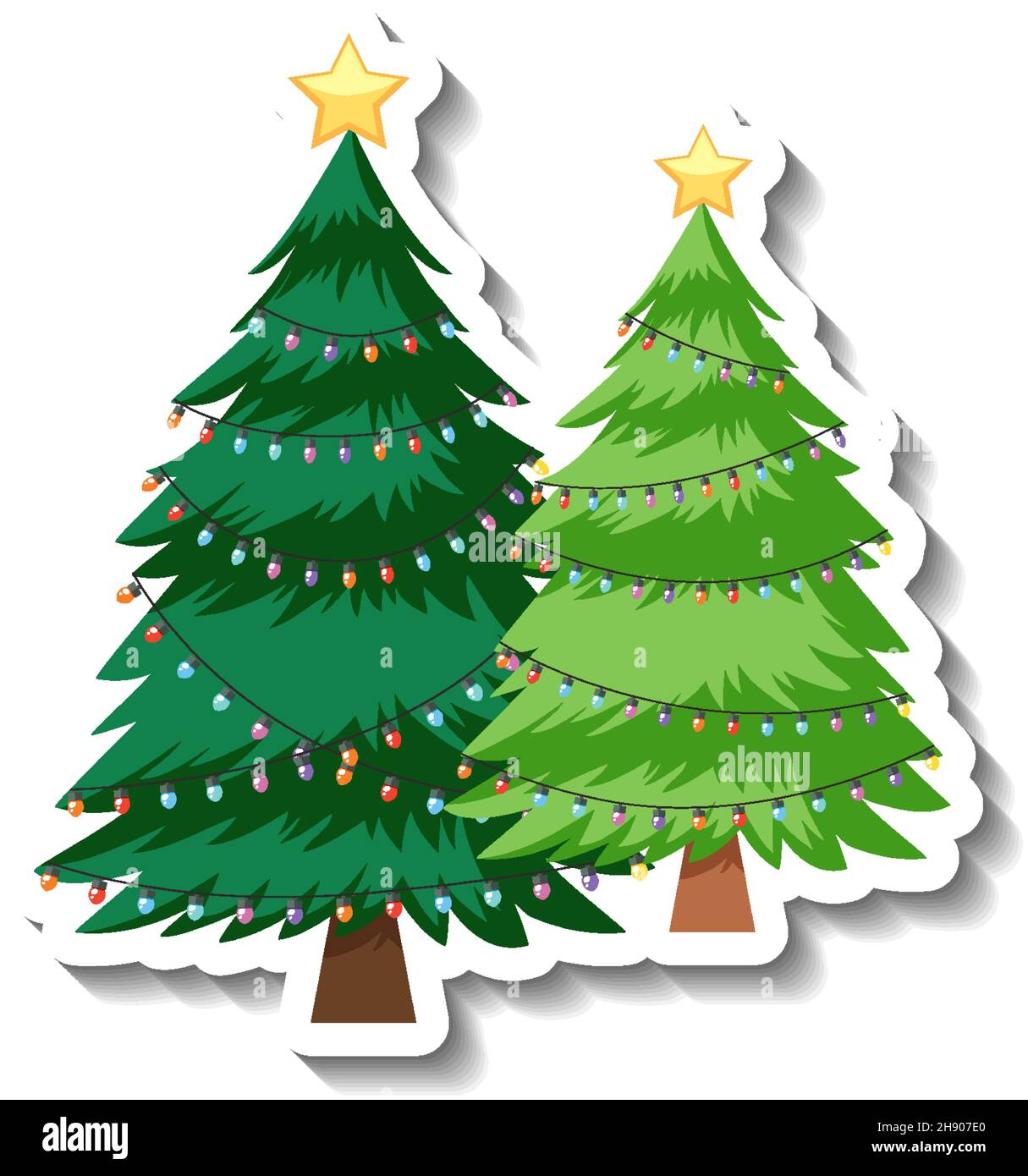 Christmas decorated tree sticker illustration Stock Vector Image & Art ...