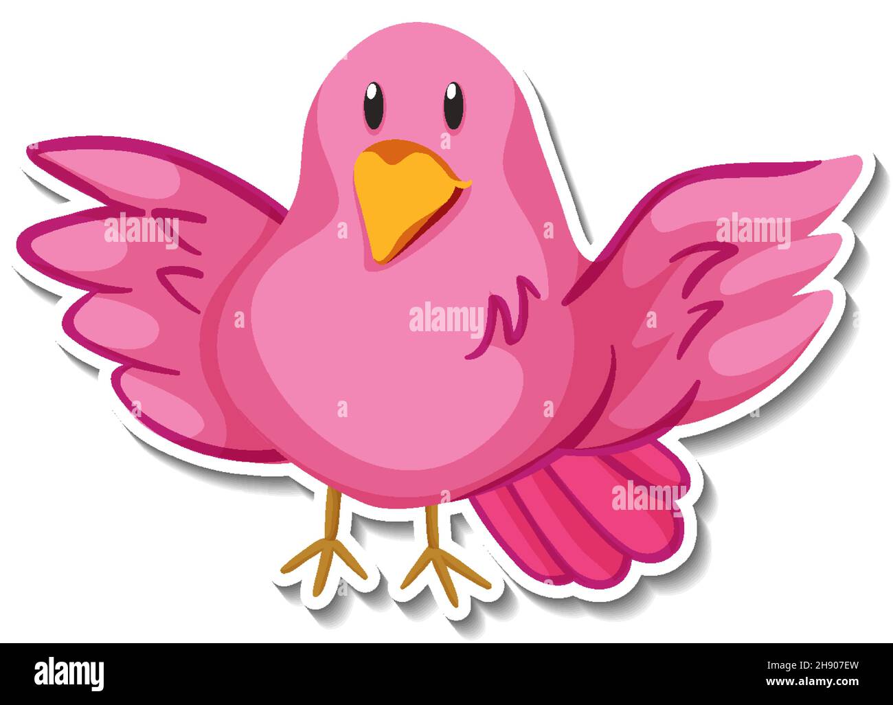 Little pink bird animal cartoon sticker illustration Stock Vector Image ...