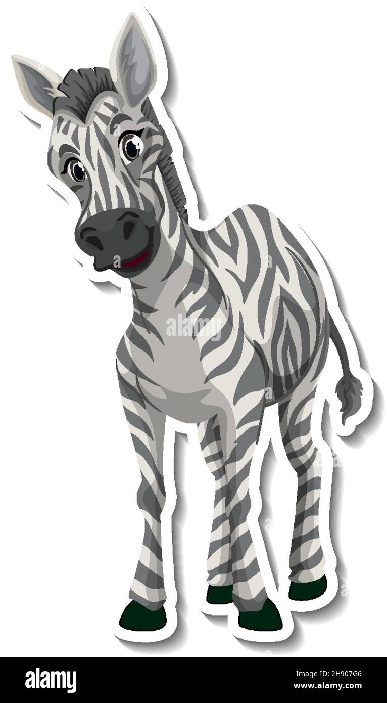 A zebra animal cartoon sticker illustration Stock Vector Image & Art ...