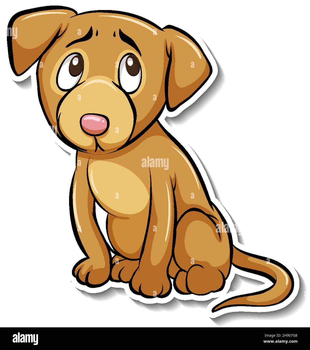A sticker template of dog cartoon character illustration Stock Vector ...