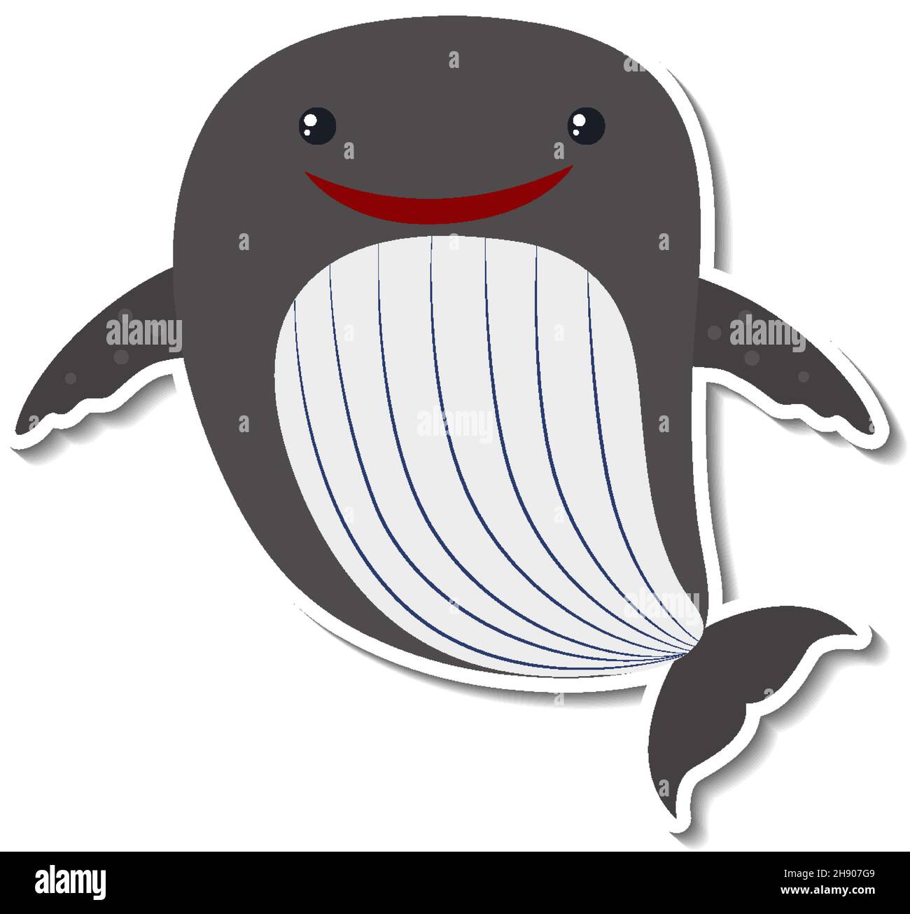 Chubby whale sea animal cartoon sticker illustration Stock Vector Image ...