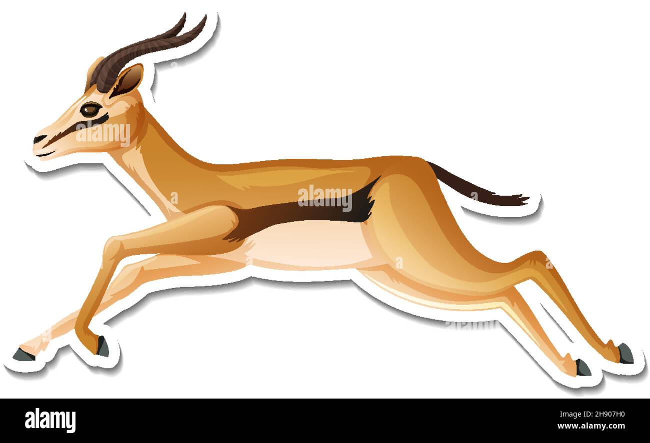 A sticker template of antelope cartoon character illustration Stock ...