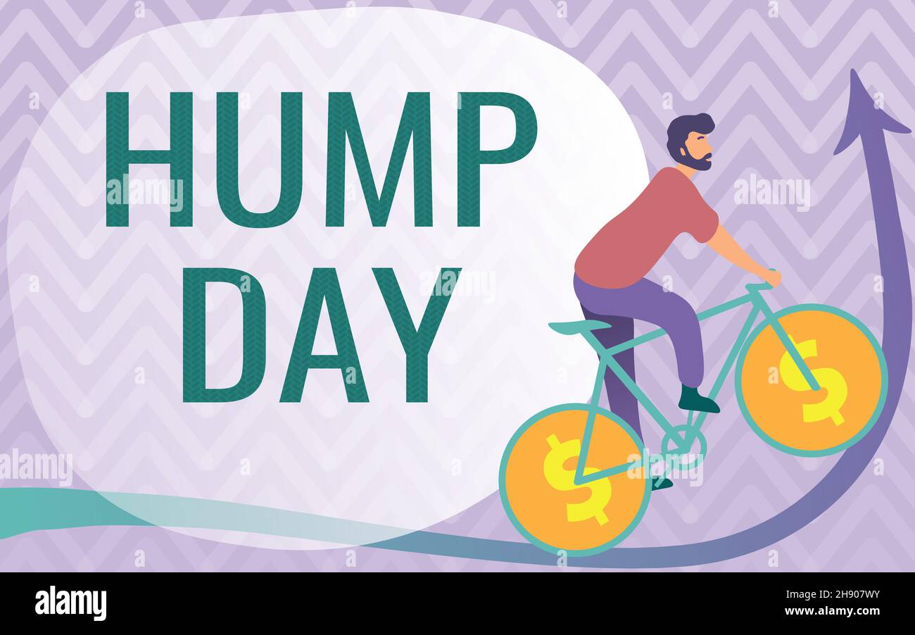 Text caption presenting Hump Day. Word Written on climbing a proverbial ...