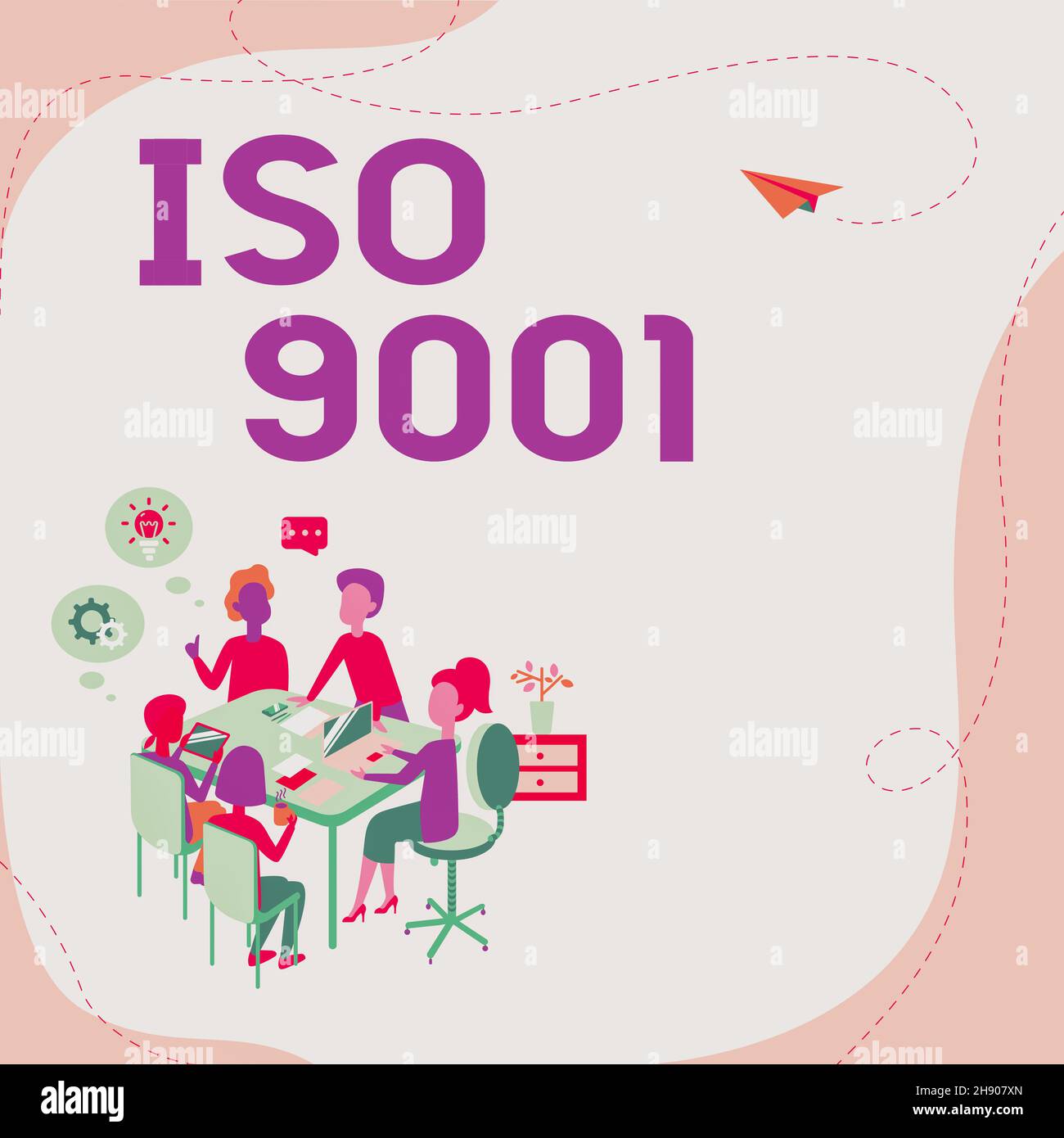 Conceptual display Iso 9001. Conceptual photo designed help ...
