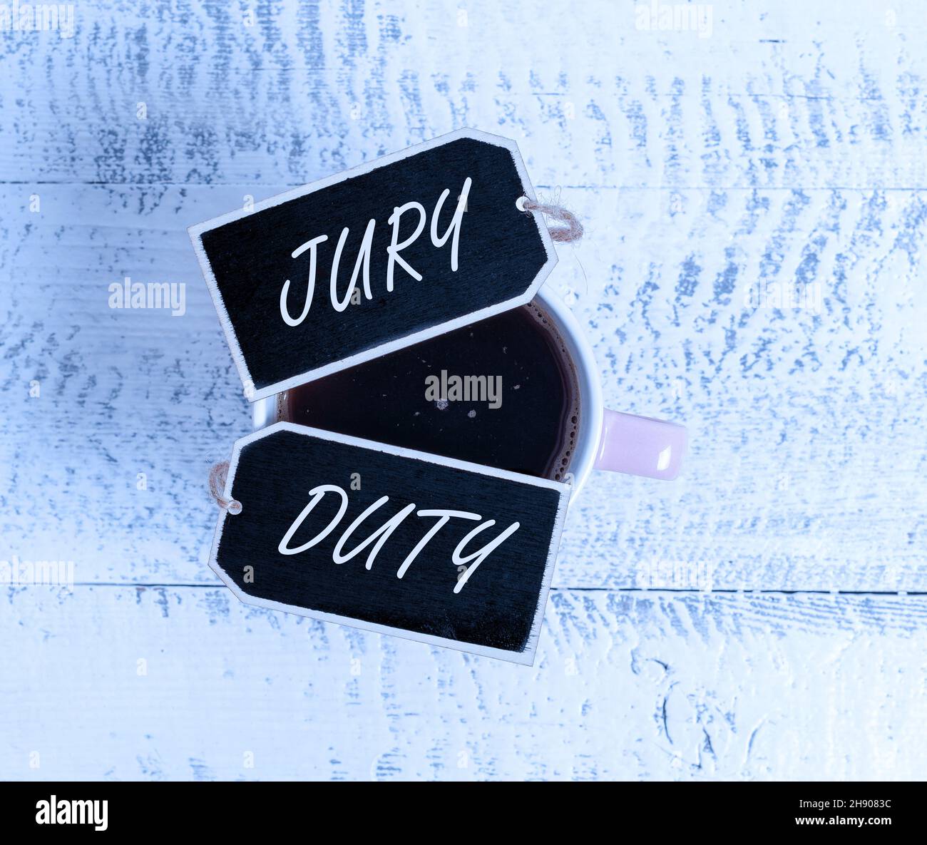 Hand writing sign Jury Duty. Concept meaning obligation or a period of ...