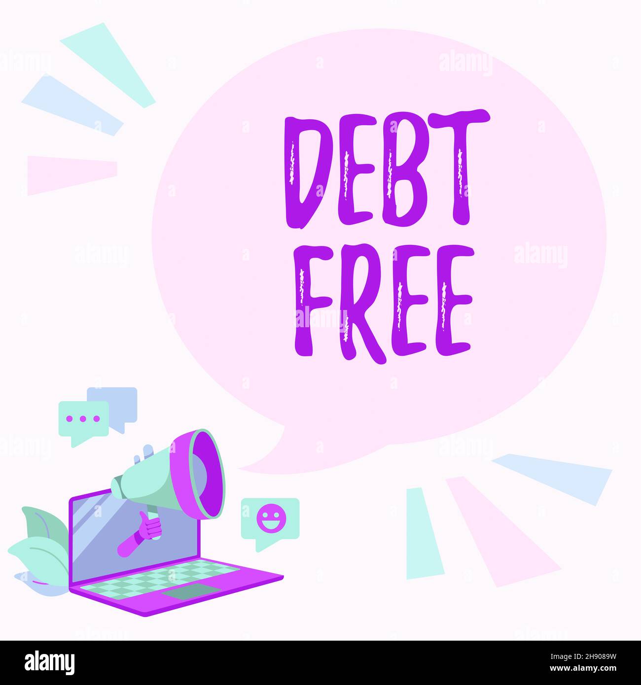 Hand writing sign Debt Free. Word Written on free from owning any money ...