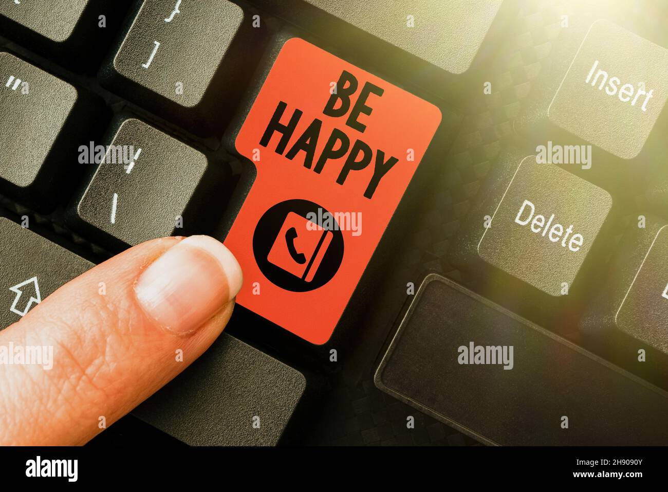 Writing displaying text Be Happy. Business idea to live every moment as ...