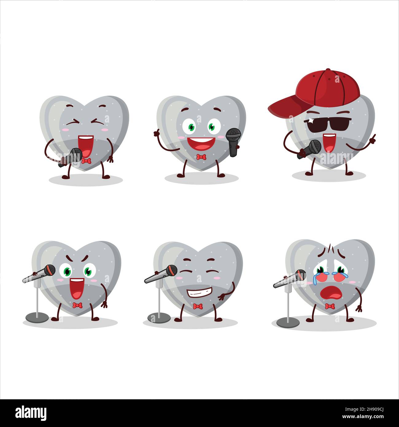A Cute Cartoon design concept of white love gummy candy singing a ...