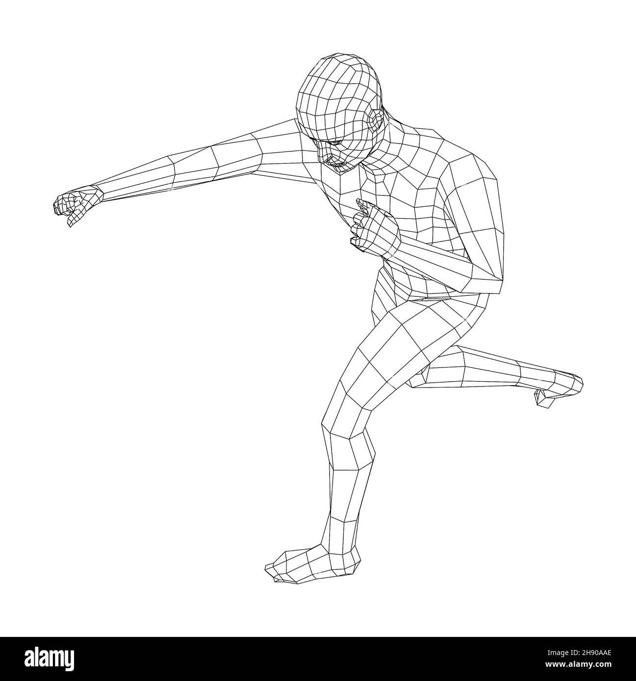 Wireframe boxing man. 3d illustration Stock Photo - Alamy