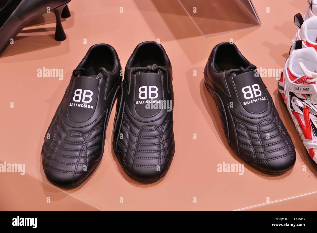BALENCIAGA SHOES ON DISPLAY INSIDE THE FASHION STORE Stock Photo - Alamy