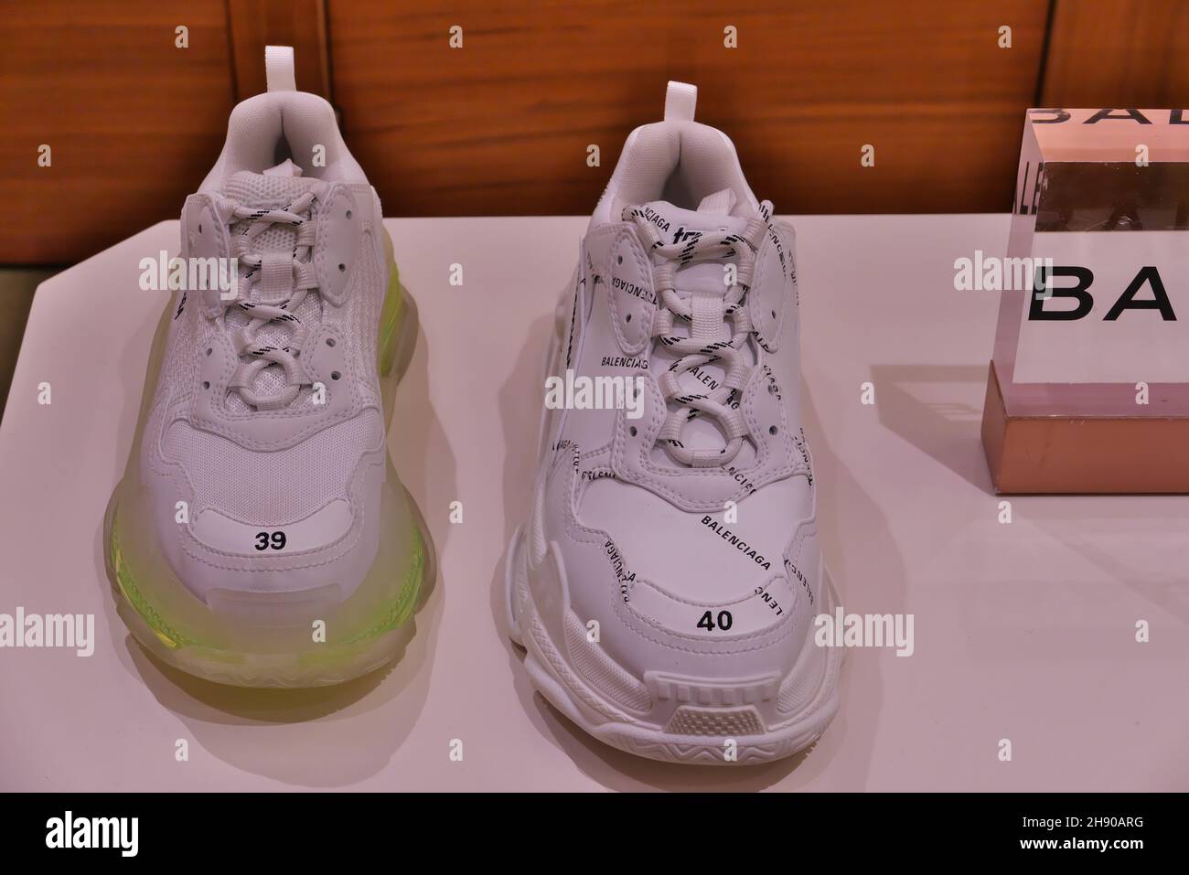 BALENCIAGA SHOES ON DISPLAY INSIDE THE FASHION STORE Stock Photo - Alamy