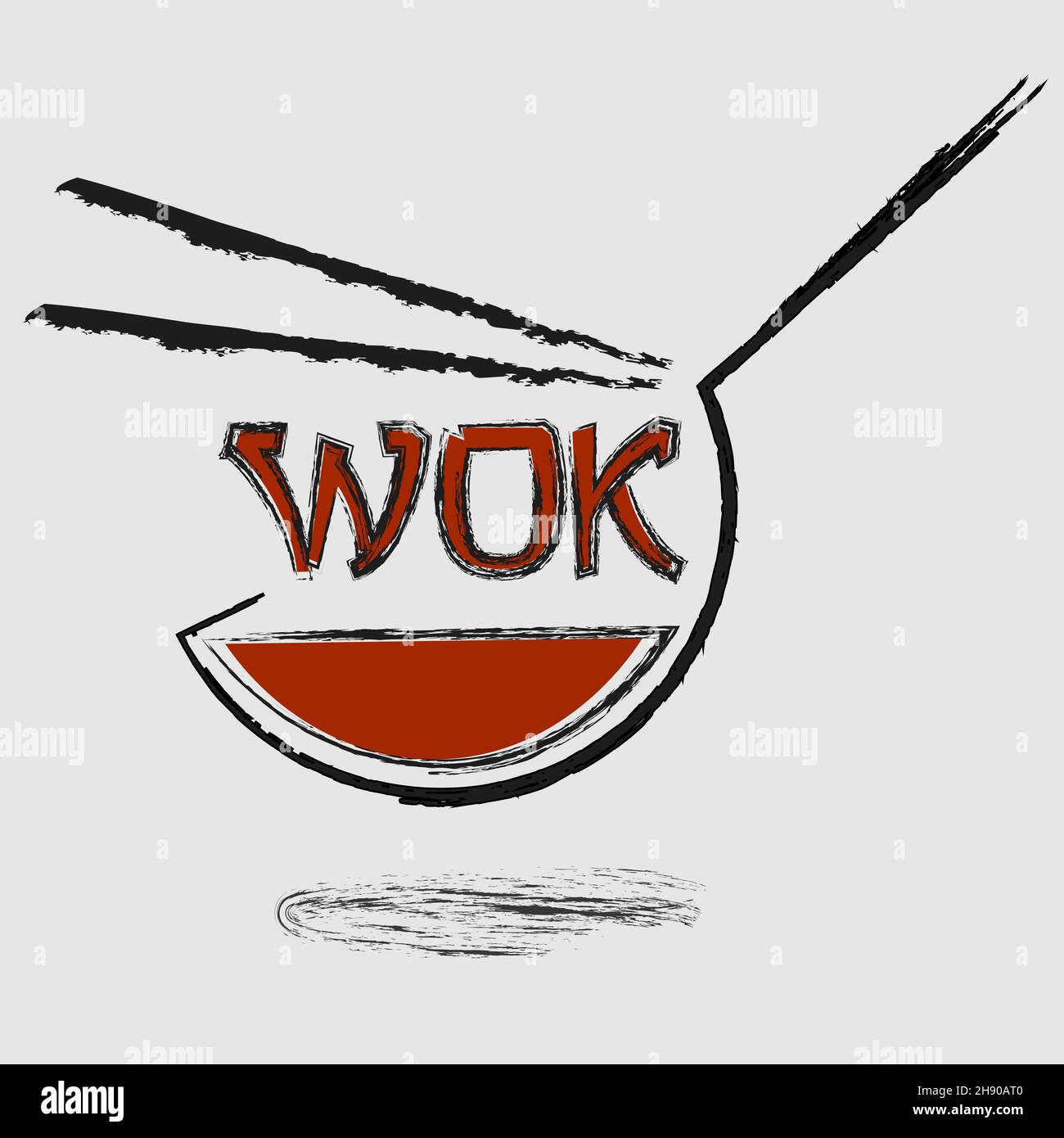 abstract minimal logo charcoal brush asian food wok 1 Stock Vector ...