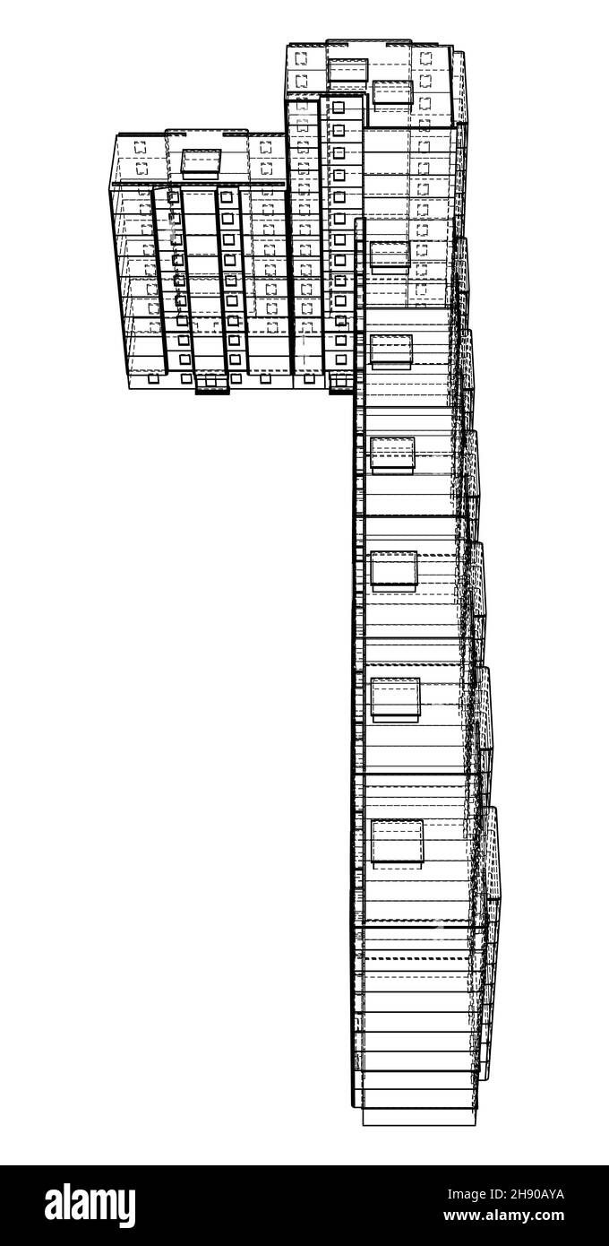 Wire-frame model of a multi-storey building Stock Photo - Alamy