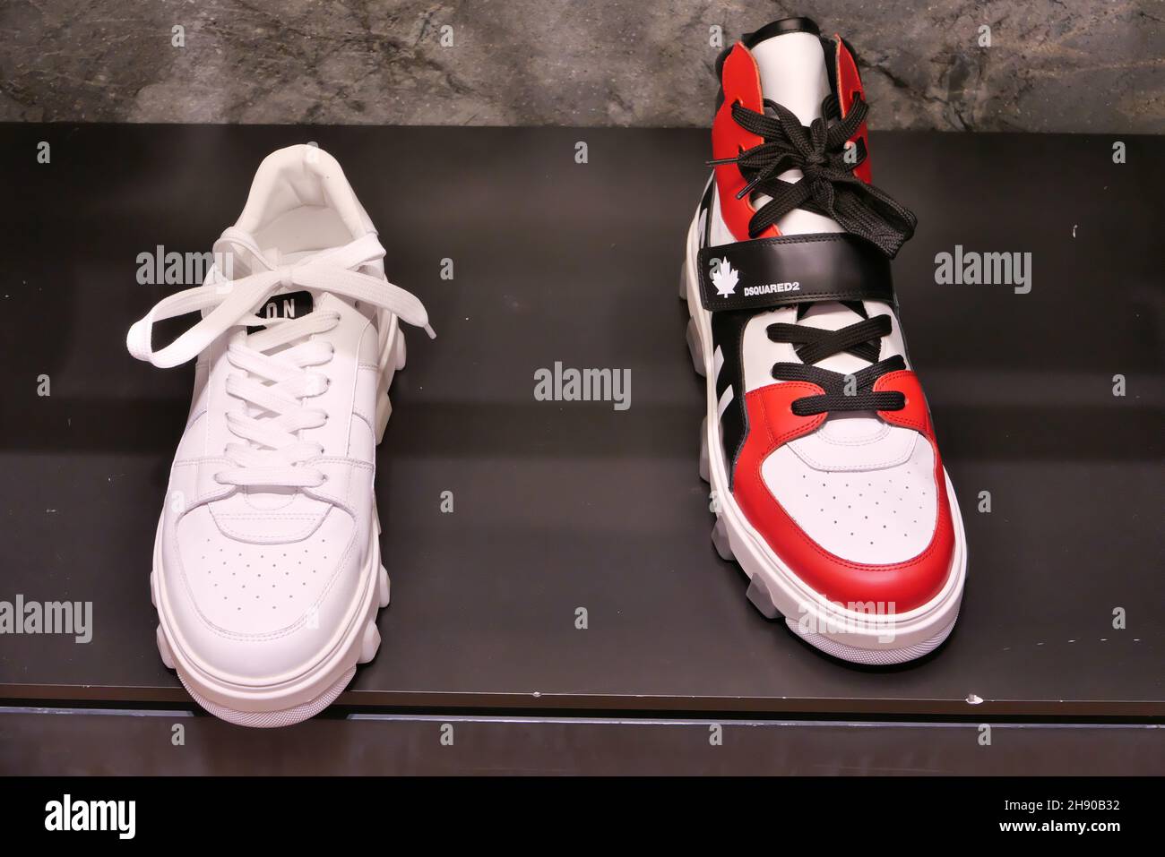 DSQUARED2 SHOES ON DISPLAY INSIDE THE FASHION STORE Stock Photo - Alamy