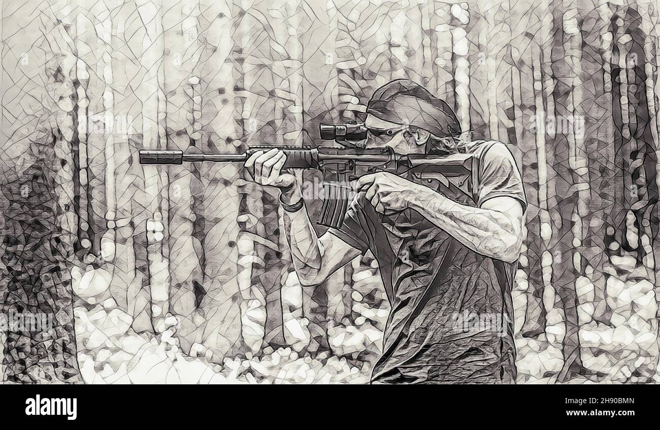 Air rifle drawing hi-res stock photography and images - Alamy