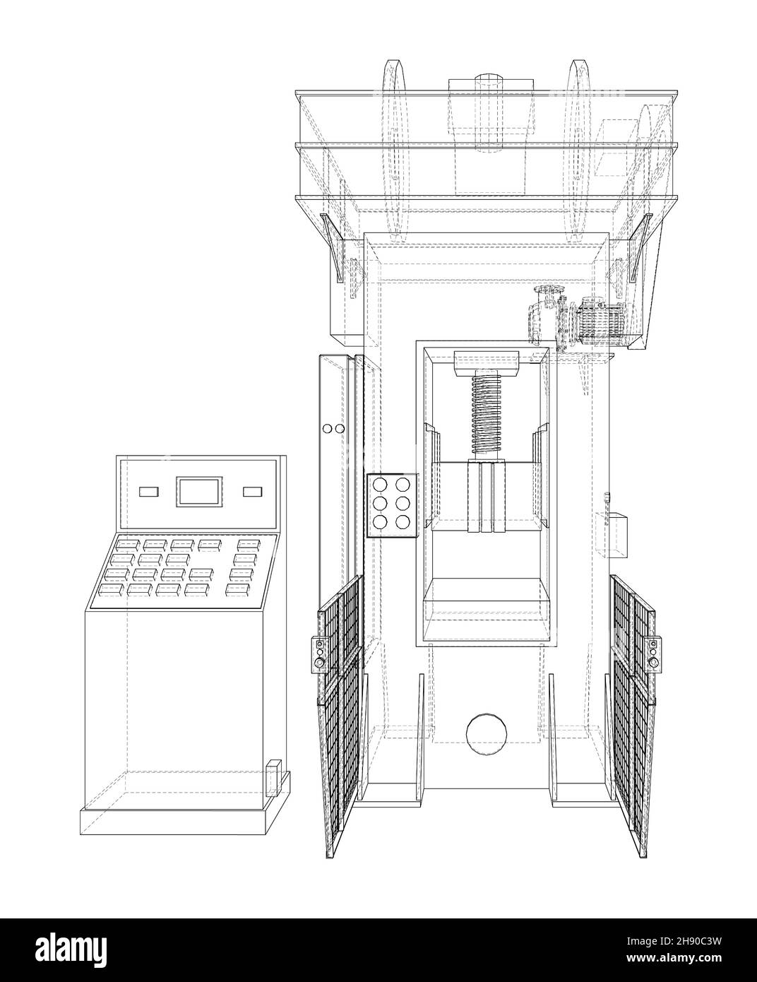 Hydraulic Press. 3d illustration Stock Photo - Alamy