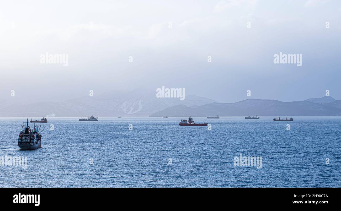Fishing seiners in Avacha Bay in Kamchatka peninsula Stock Photo - Alamy