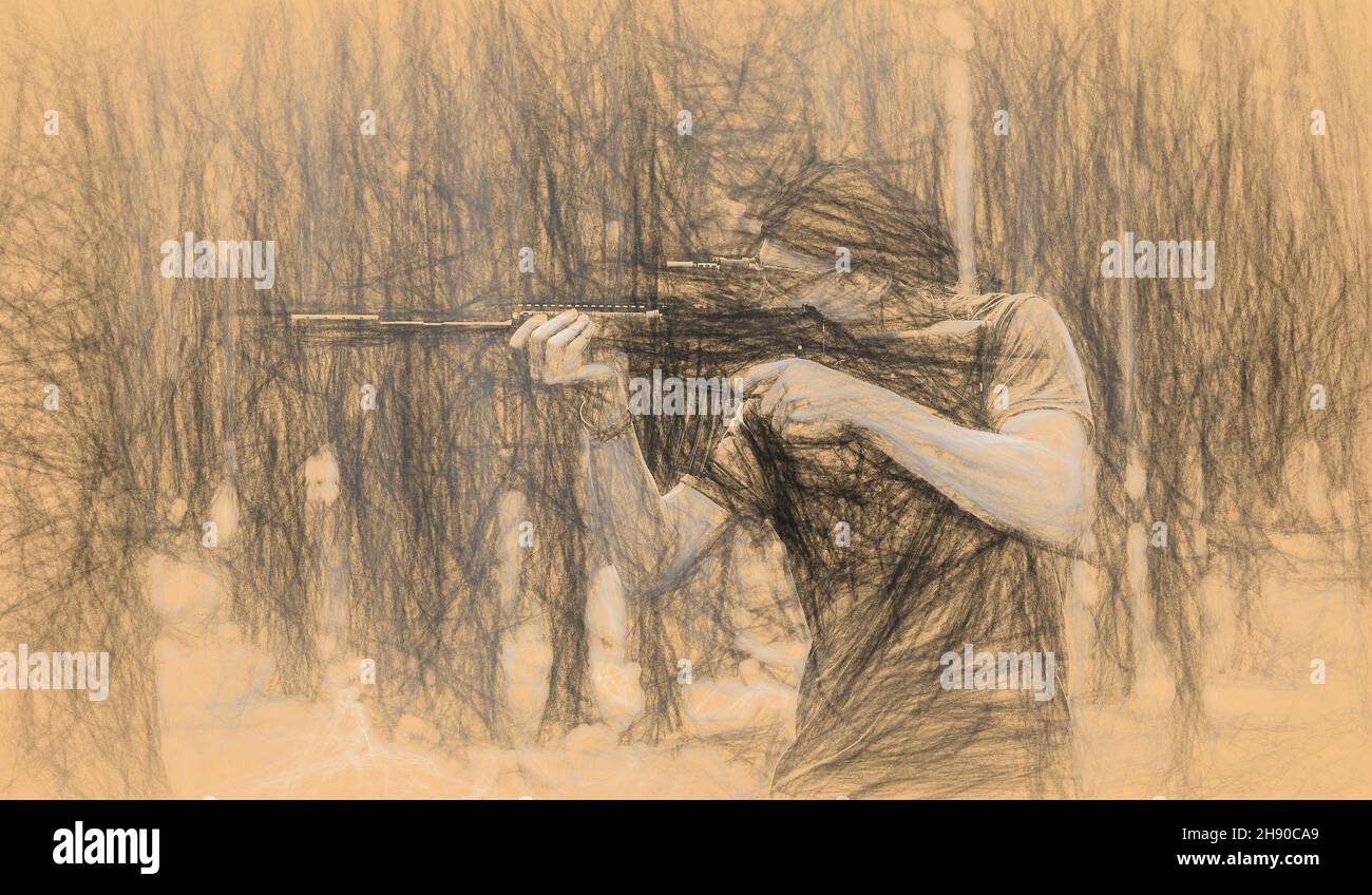 Air rifle drawing hi-res stock photography and images - Alamy