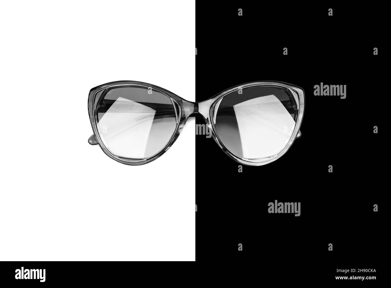 Black white sunglasses white black background isolated close up ...