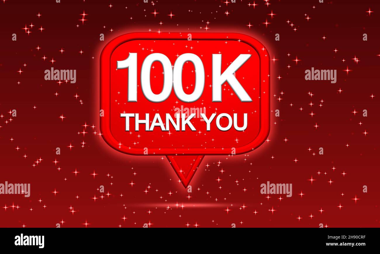 Social Media Celebration 100k. 3D Design of Red Like Bubble Sign with ...