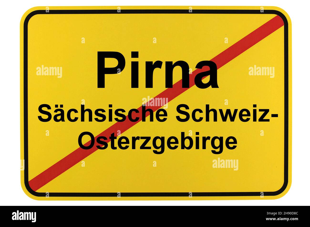 Illustration eines Namensschildes der Stadt Pirna in Sachsen Stock ...