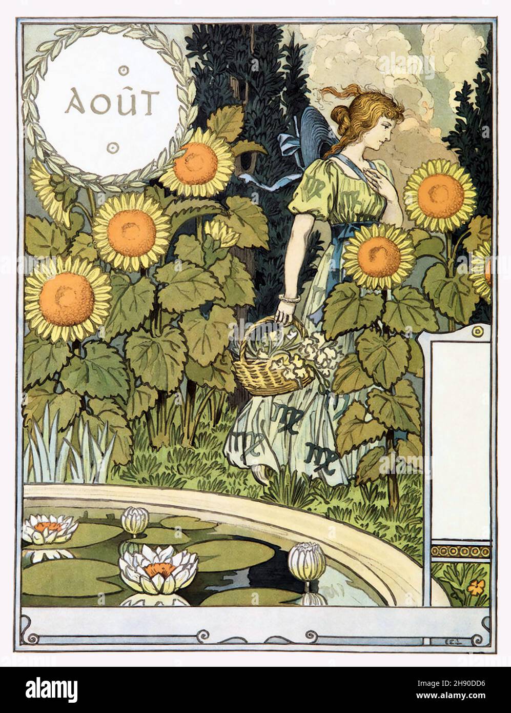 Aout, August girl - Eugène Grasset calendar, Art Nouveau illustration ...