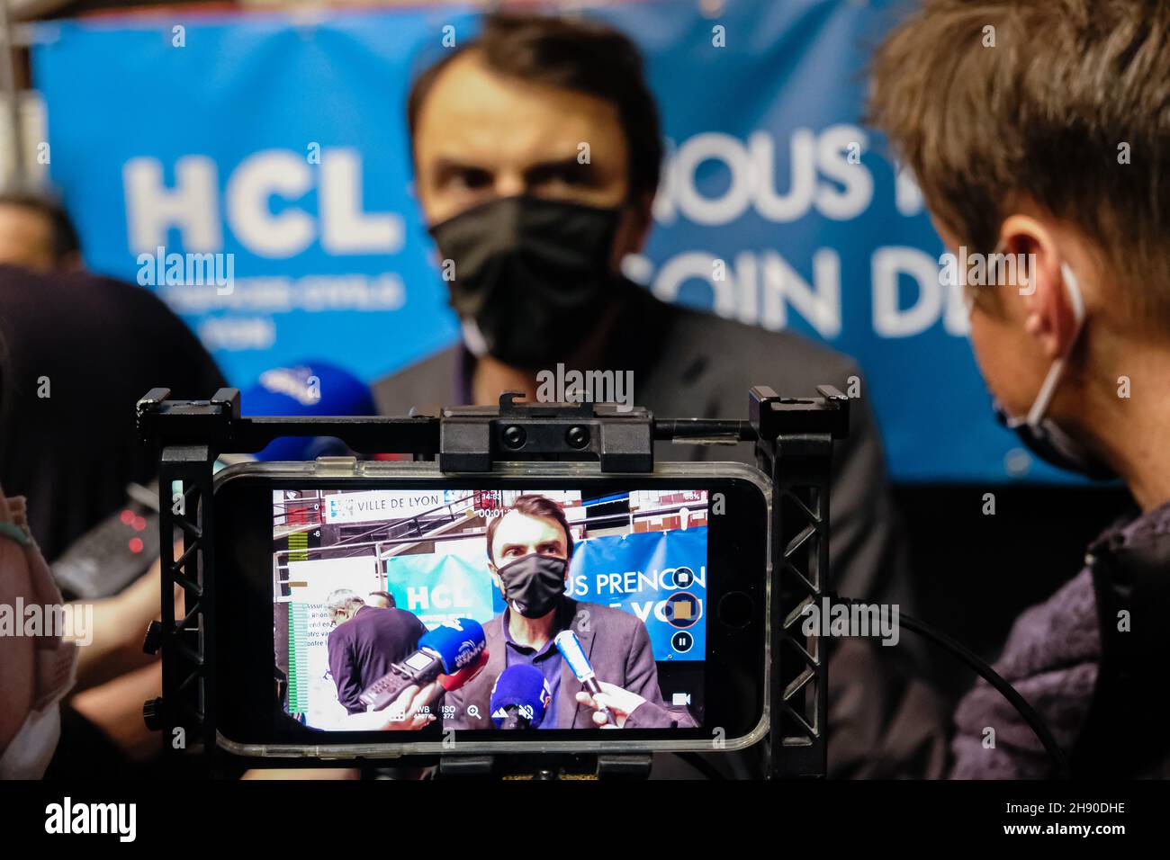Lyon (France), 2 December 2021. Press conference at the Gerland Vaccine ...